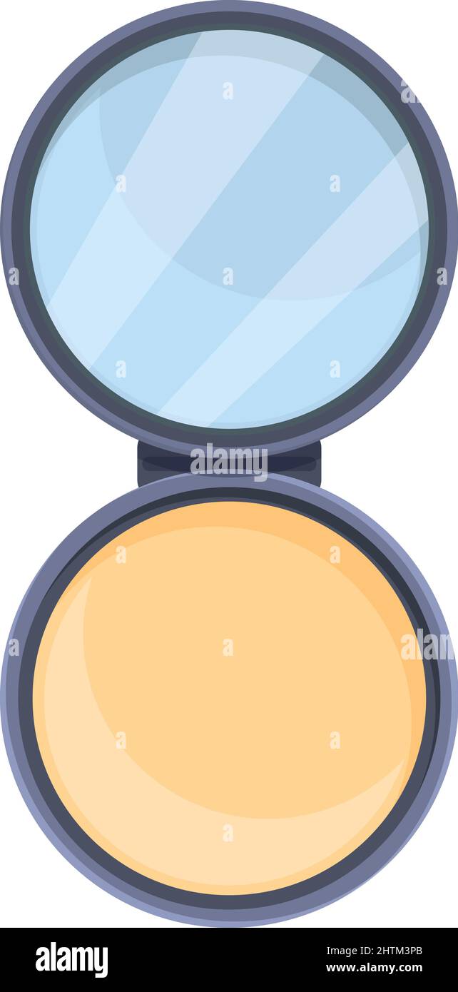 Mirror face powder icon cartoon vector. Cosmetic makeup. Small purse ...