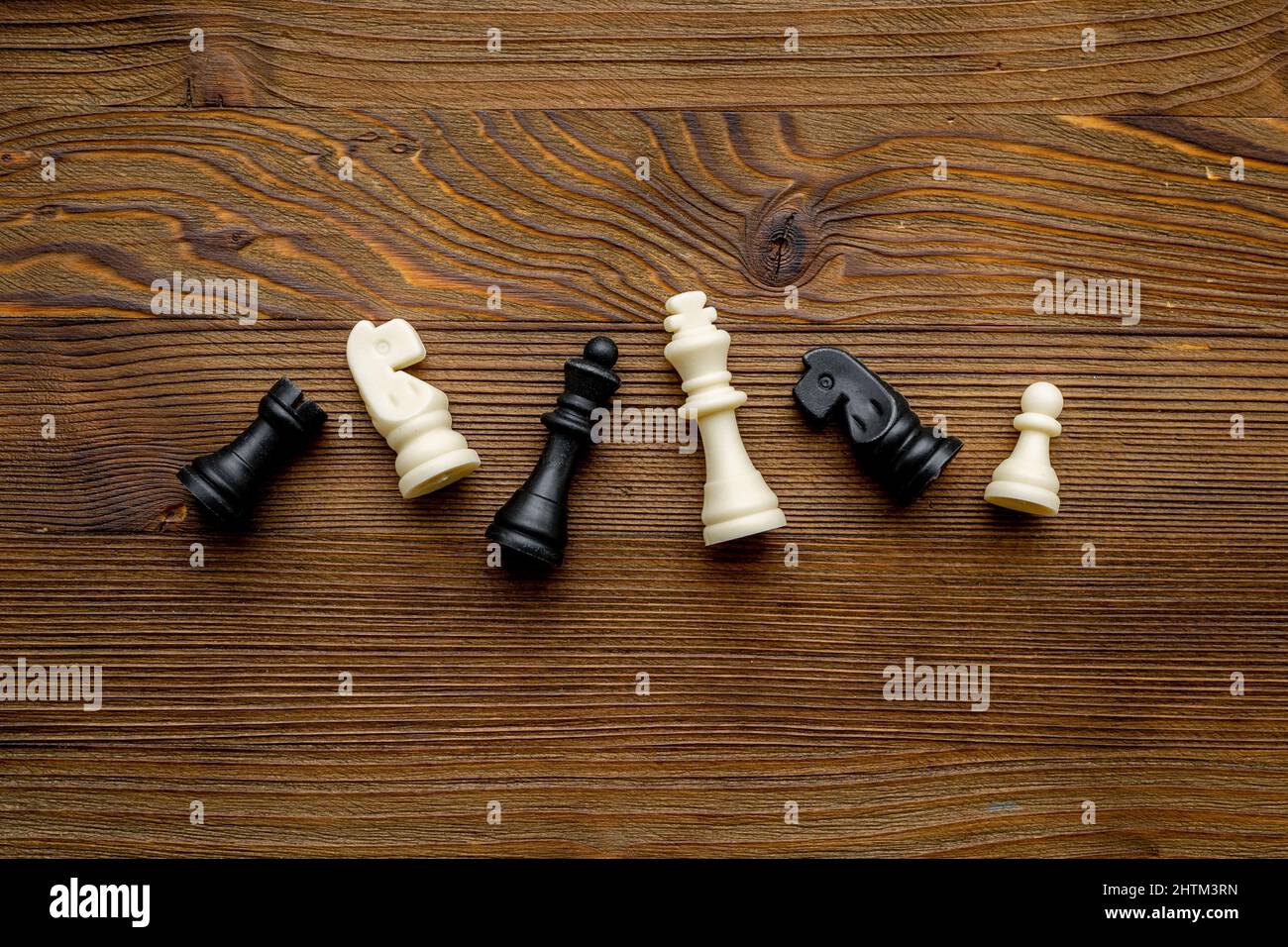 Flatlay of chess pieces, top view. Chess game as victory concept Stock ...