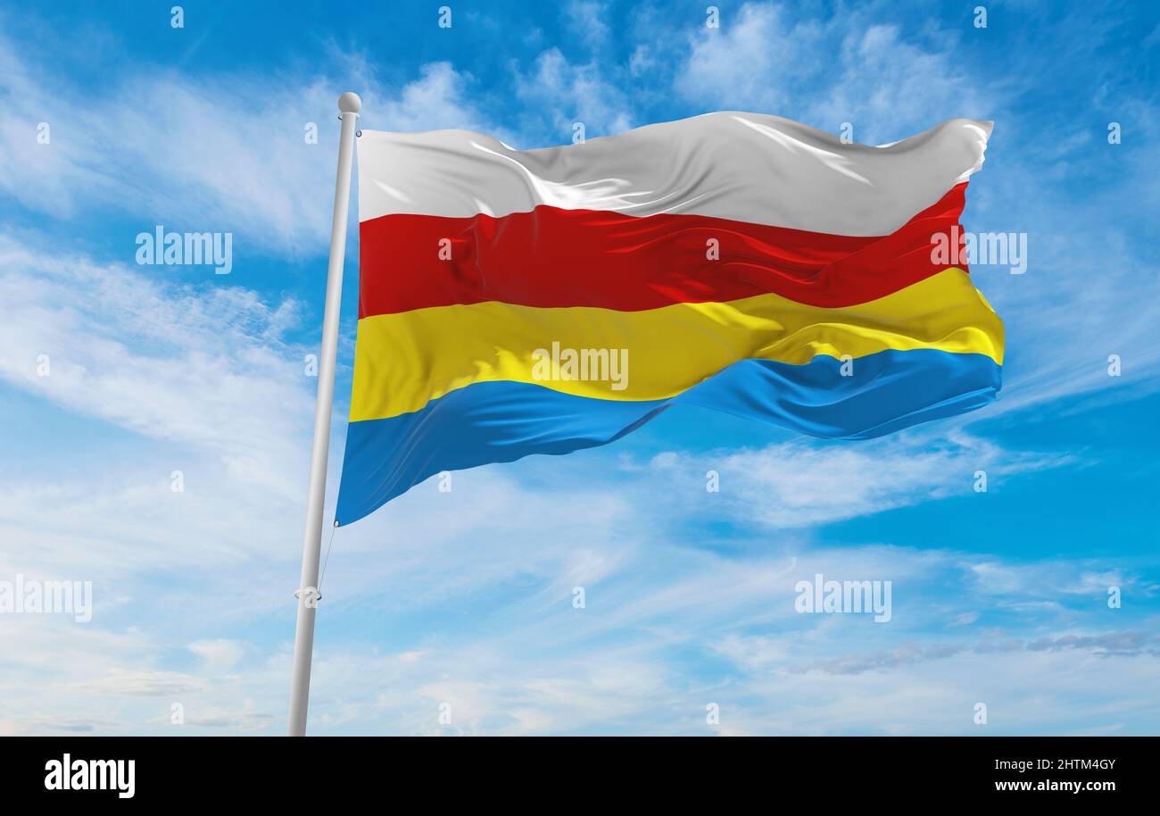 flag of Podlachia Voivodeship, wojewodztwo podlaskie , Poland at cloudy ...