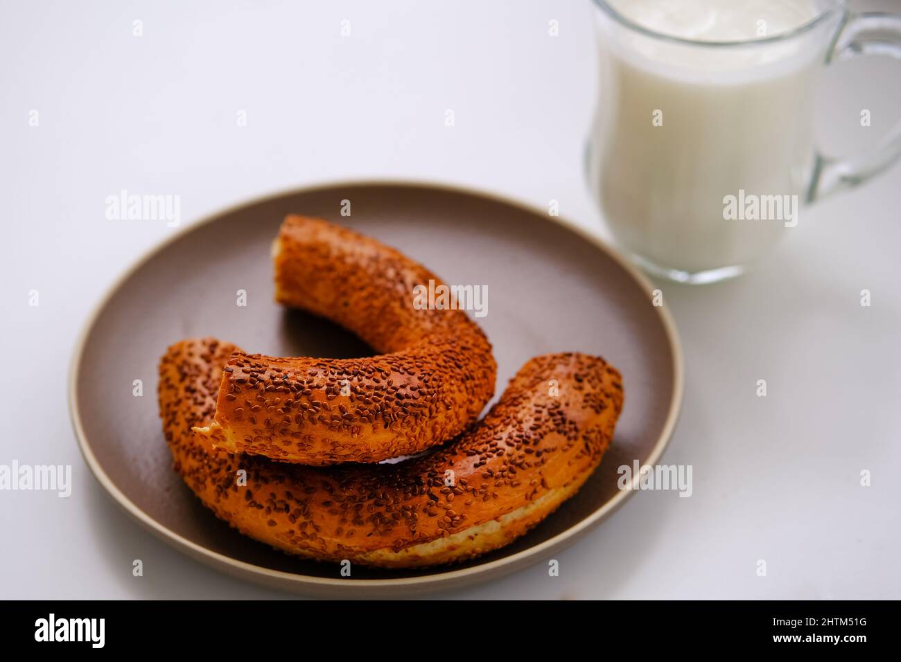 Traditional Turkish bagel pastry simit ,gevrek and fermented beverage ...