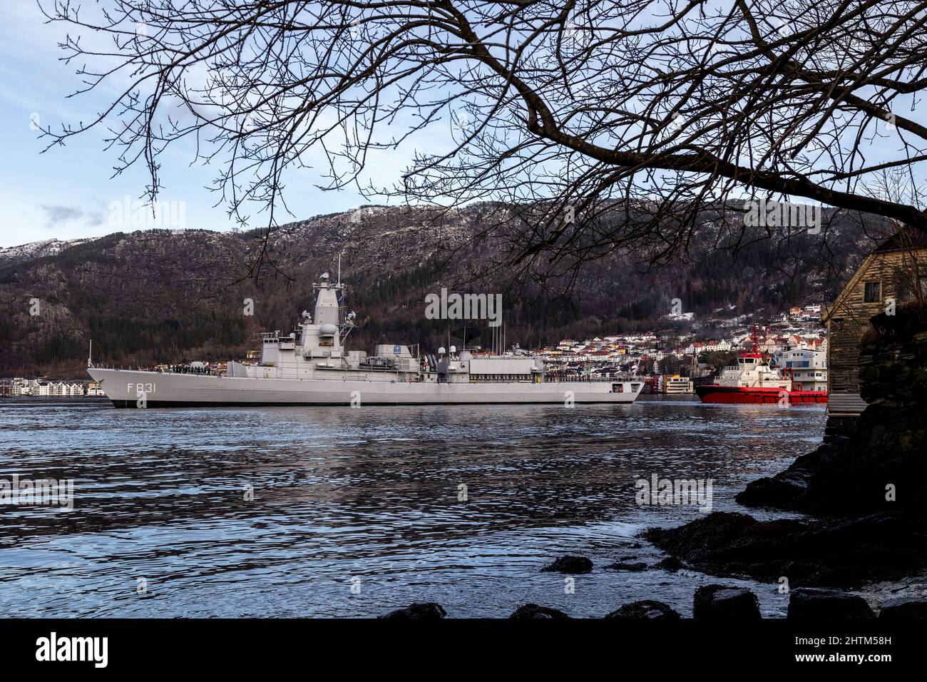 Dutch Karel Doorman-class frigate F3831 HNLMS Van Amstel at Byfjorden ...