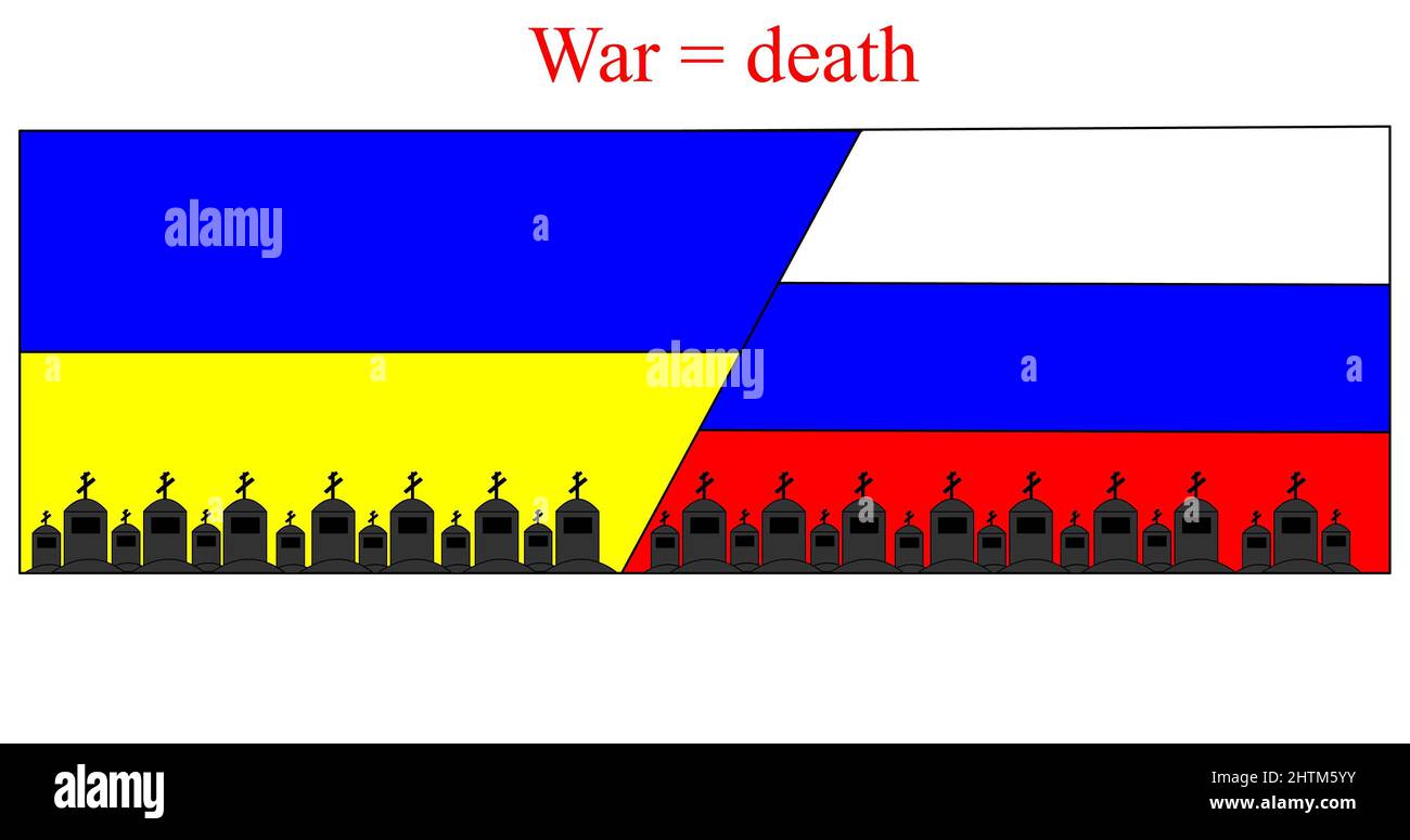 Symbol. Poster. Concept: military actions lead to death. Stop the war ...