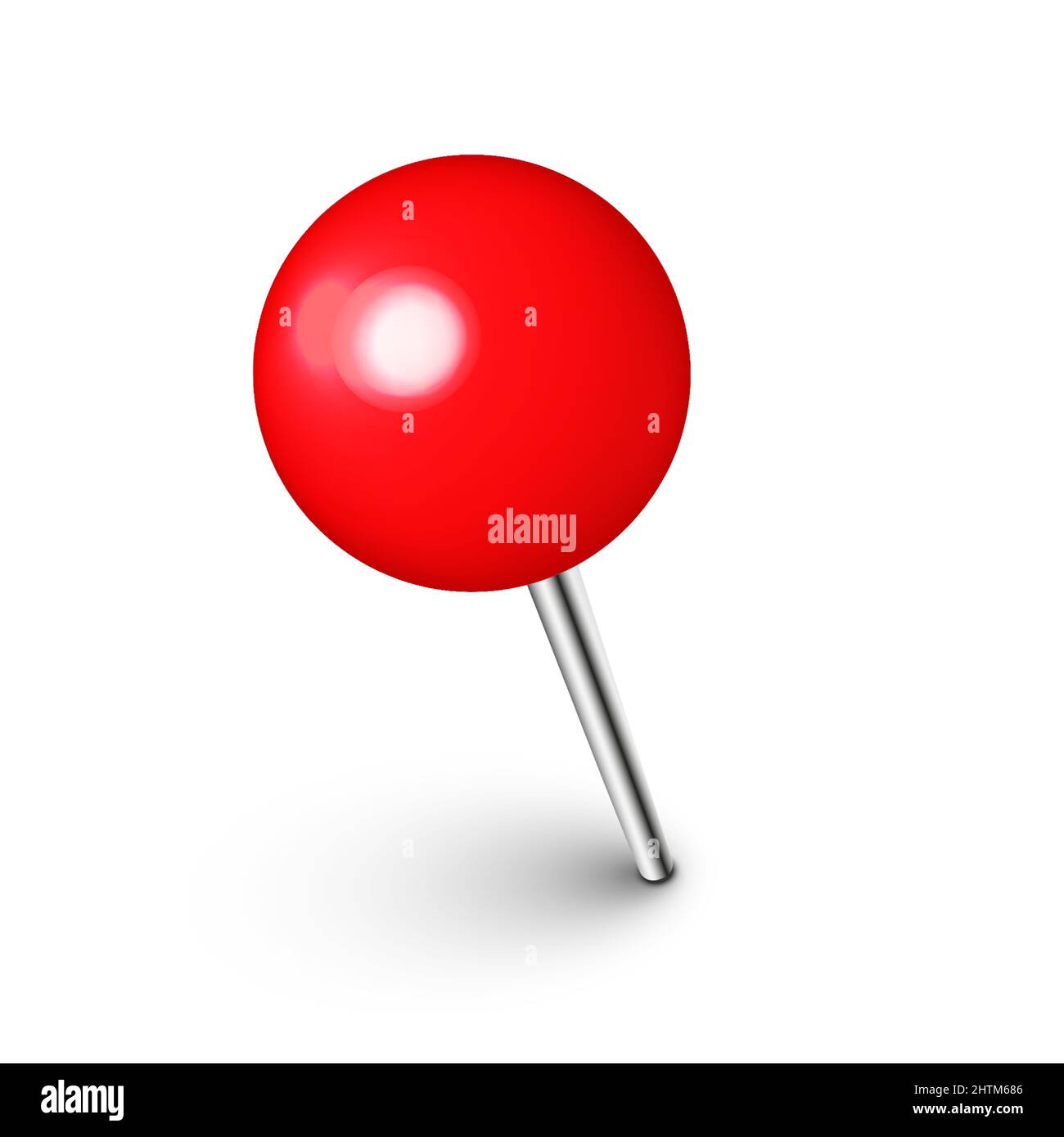 Realistic red push pin. Board tack isolated on white background ...