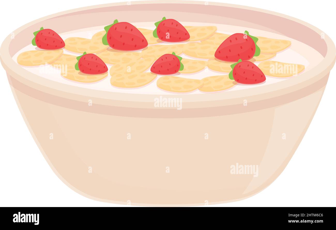 Fruit cereal breakfast icon cartoon vector. Milk corn. Flakes muesli ...