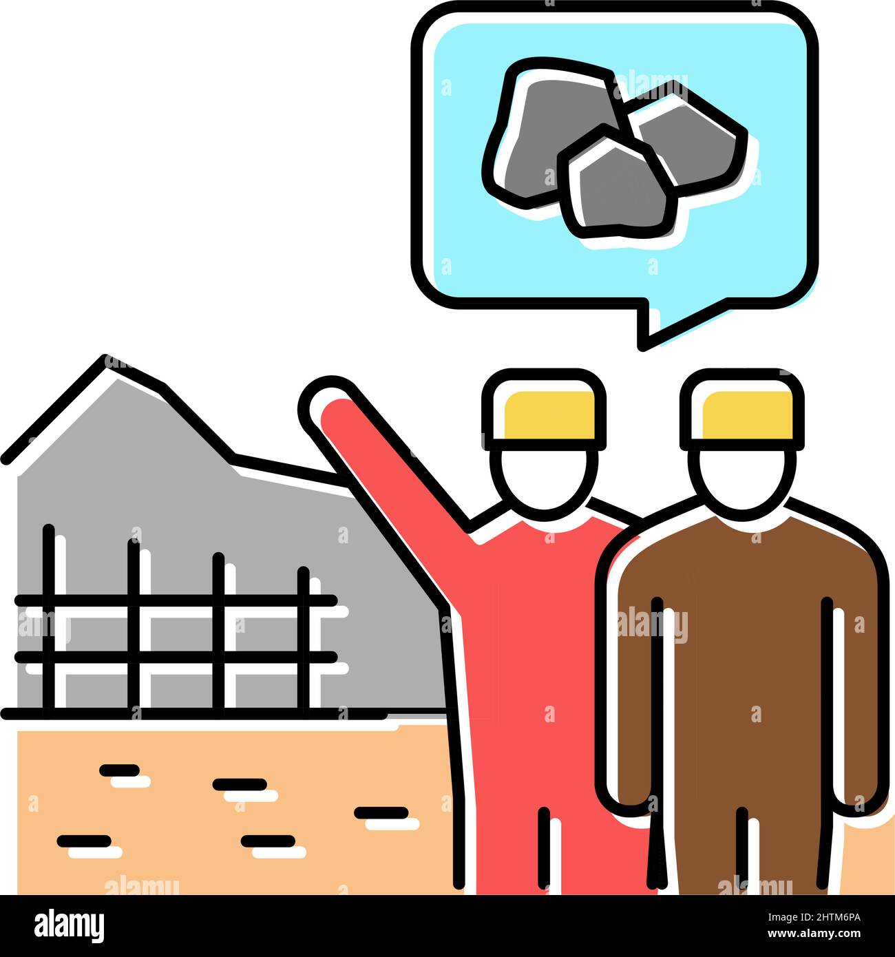 construction supervision and monitoring color icon vector illustration ...