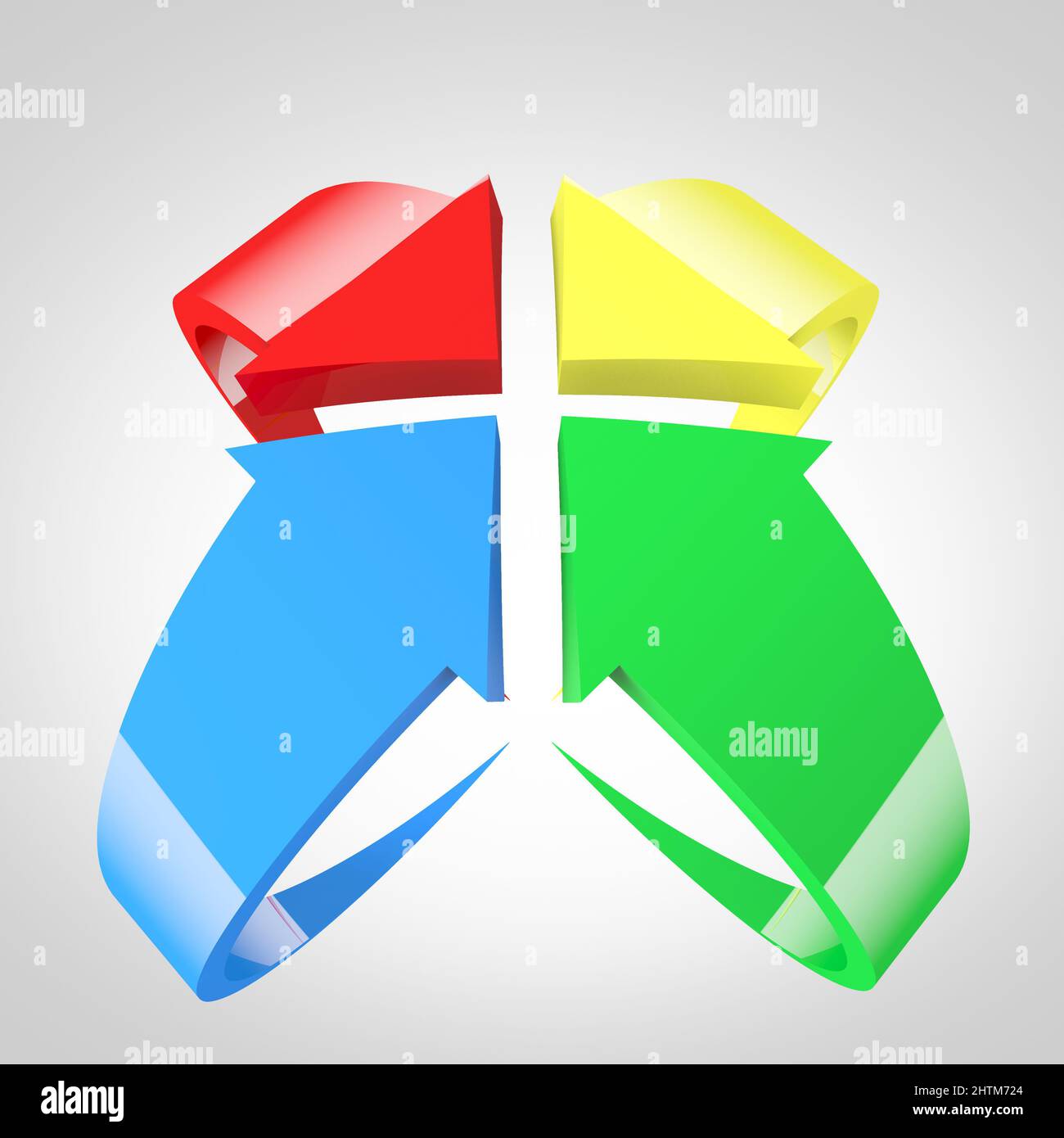 All arrows lead to the same point. Computer graphic of arrows pointing ...