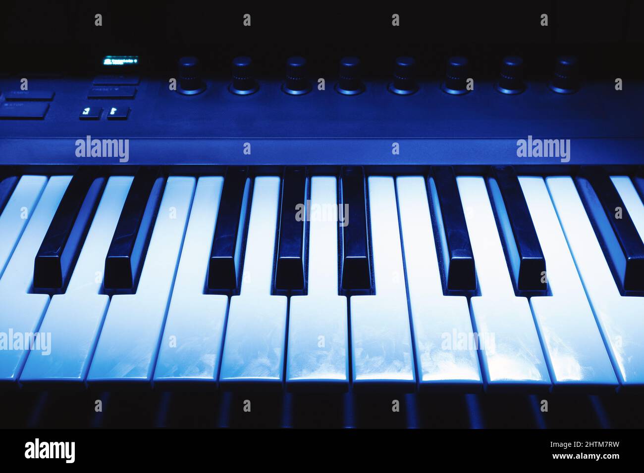 Closeup view of modern and simple midi controller Stock Photo - Alamy
