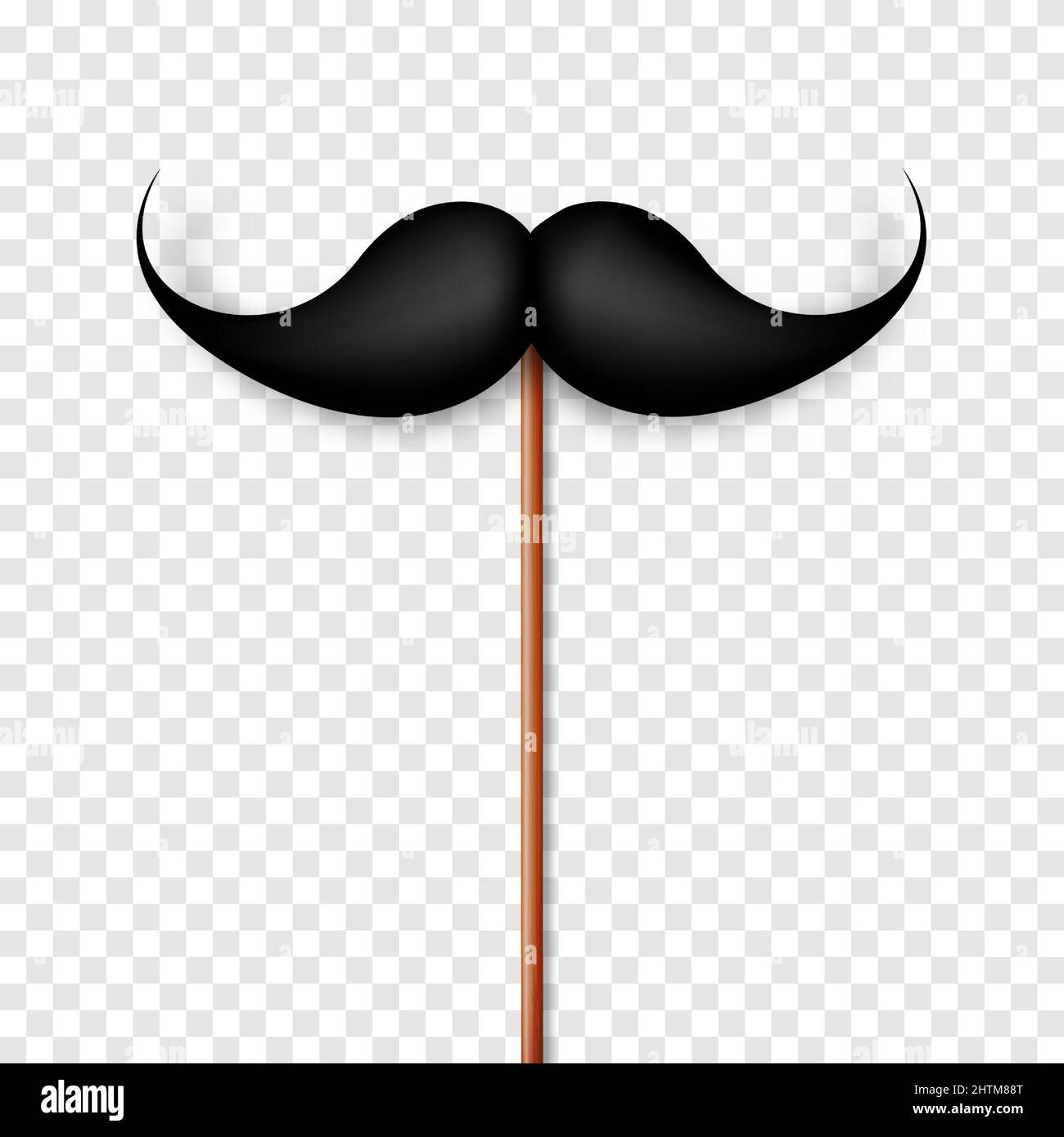 Realistic black mustache on a wooden stick. Fake paper mustache ...