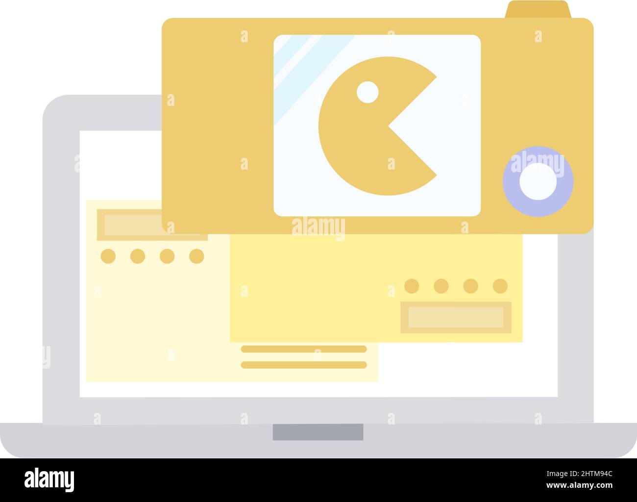 Adware icon. Viral marketing vector. Isolated flat laptop on white ...
