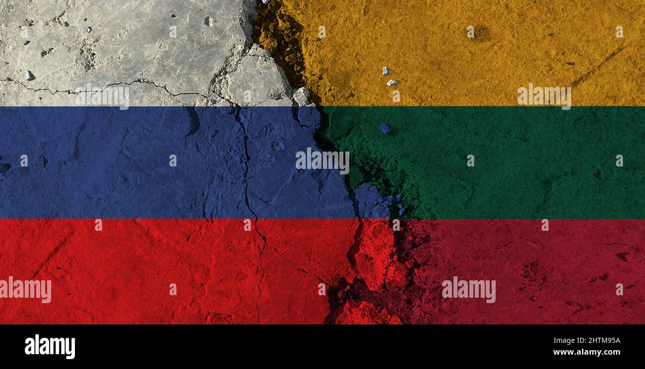 Diplomatic relations between russia vs lithuania. a flag of the two ...