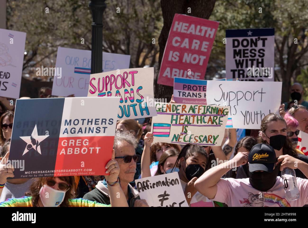 Austin, TX, USA. 1st Mar, 2022. Texas transgender youth, their loved ...