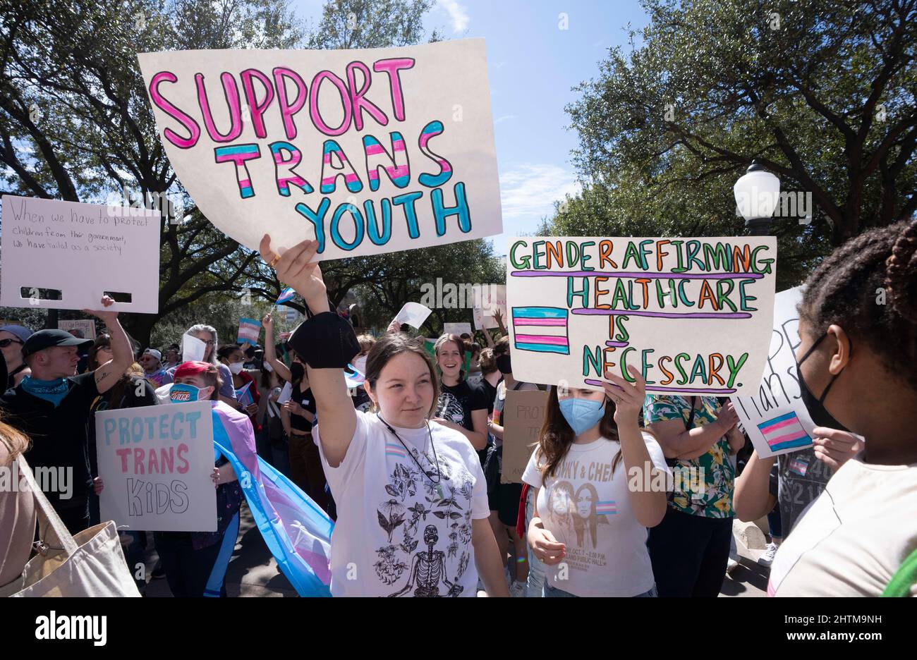 Austin, TX, USA. 1st Mar, 2022. Texas transgender youth, their loved ...