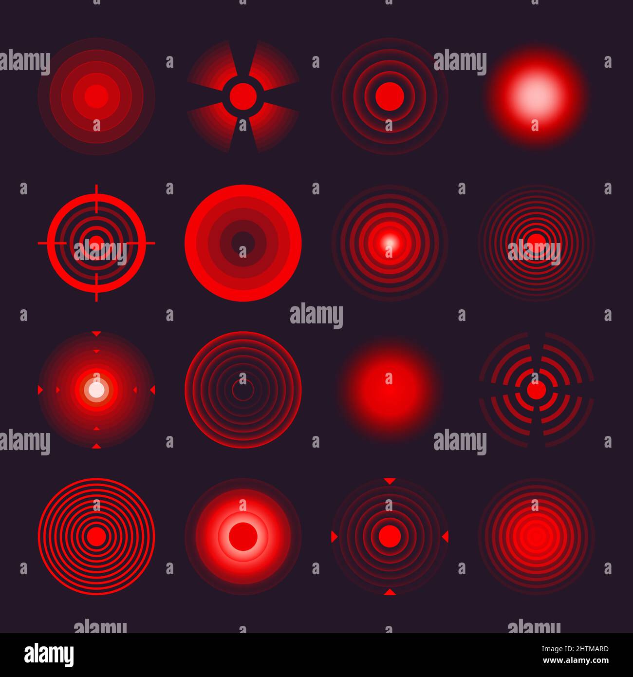 Thermal, night vision scope. Crosshair, gun sight vector icons ...