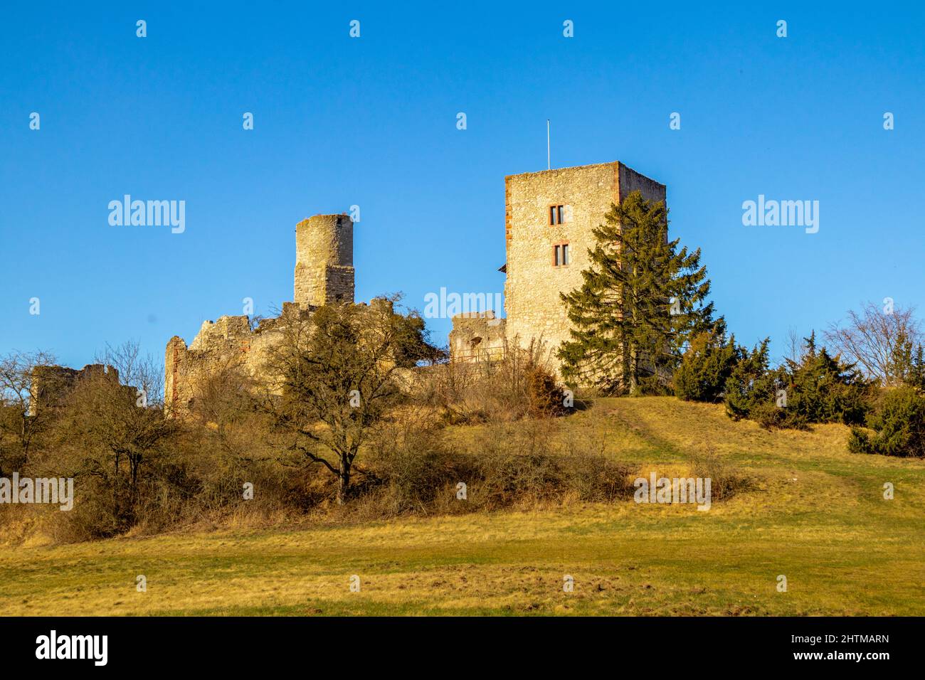 Spring walk around the Brandenburg castle ruins in the beautiful Werra ...
