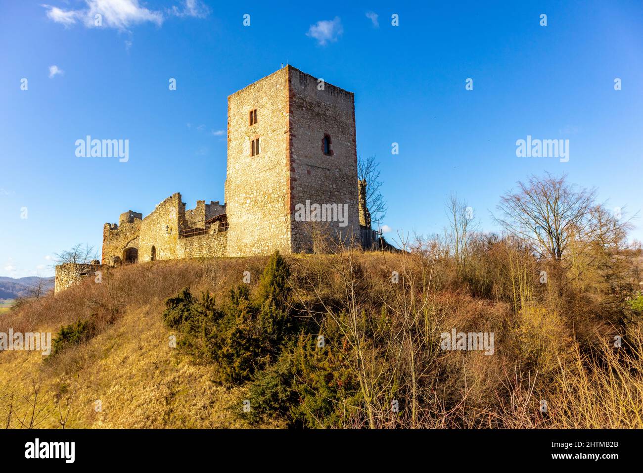 Spring walk around the Brandenburg castle ruins in the beautiful Werra ...