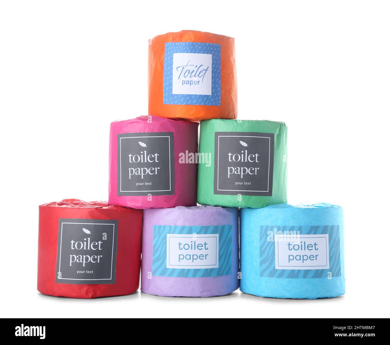 Stack of toilet paper rolls on white background Stock Photo - Alamy