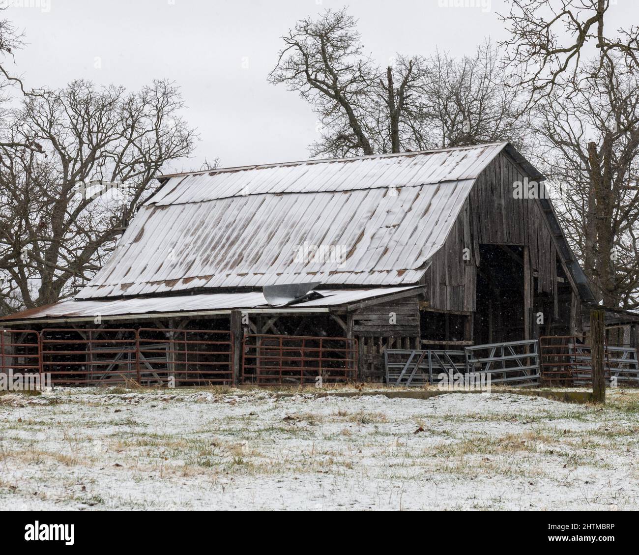 Old wooden barn in winter Stock Photo - Alamy