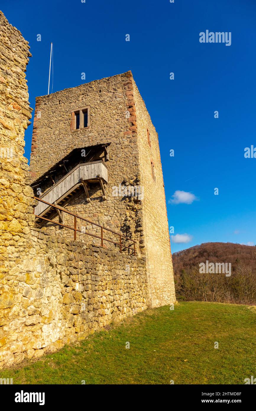 Spring walk around the Brandenburg castle ruins in the beautiful Werra ...