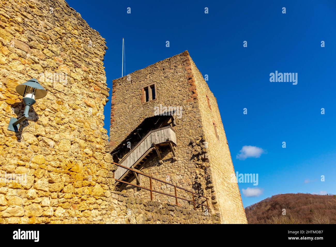 Spring walk around the Brandenburg castle ruins in the beautiful Werra ...