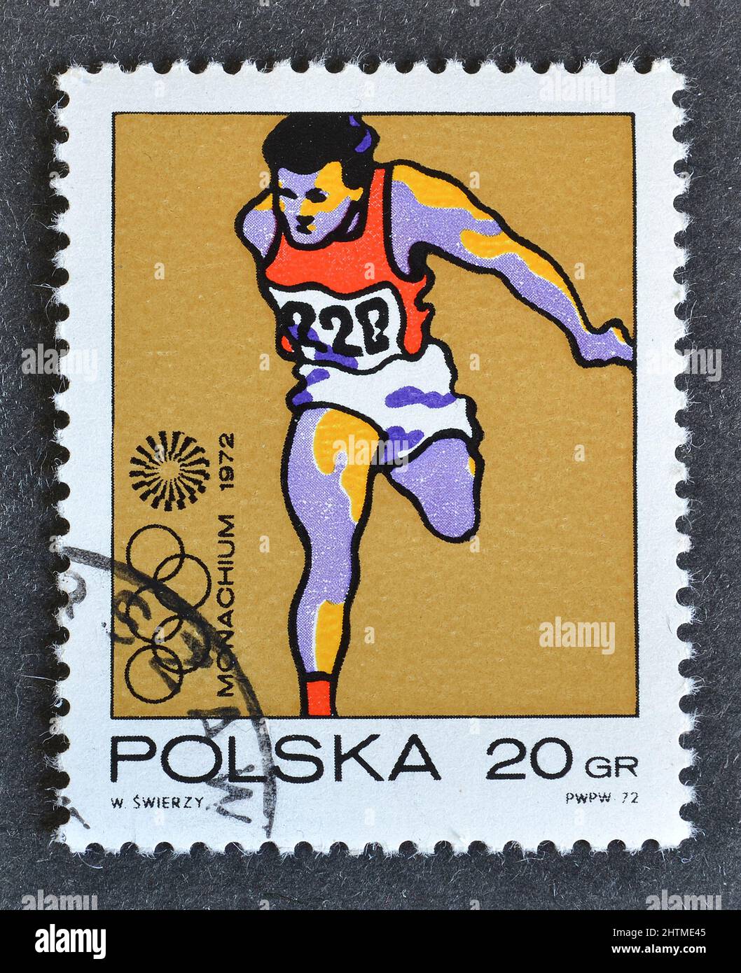Cancelled postage stamp printed by Poland, that shows Running Summer ...
