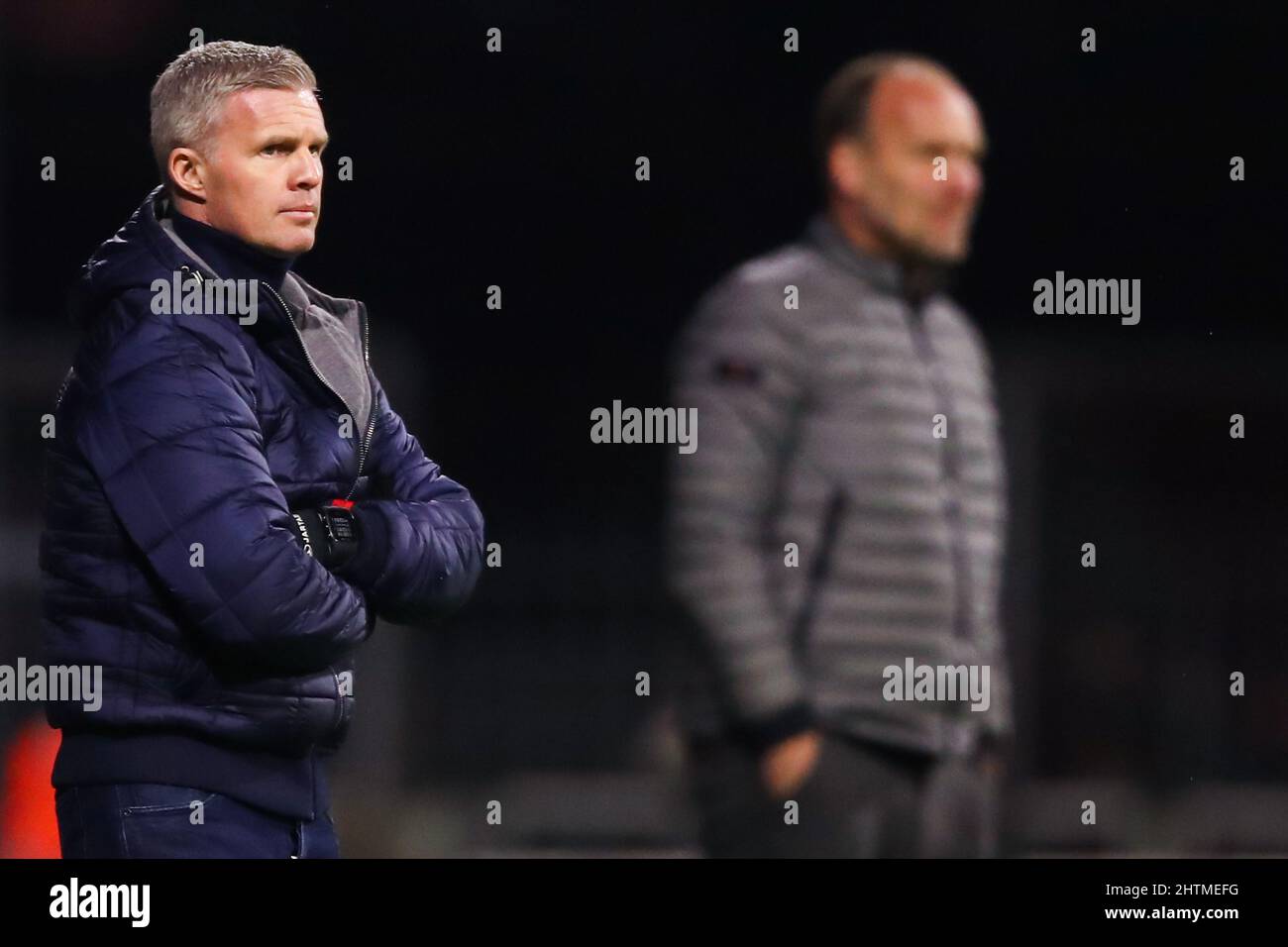 EMMEN, NETHERLANDS - MARCH 1: Coach Sven Swinnen of Helmond Sport during the Dutch ...