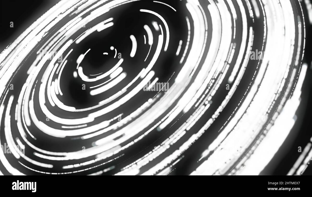 Abstract animation of monochrome white spirals rotating in the circle ...