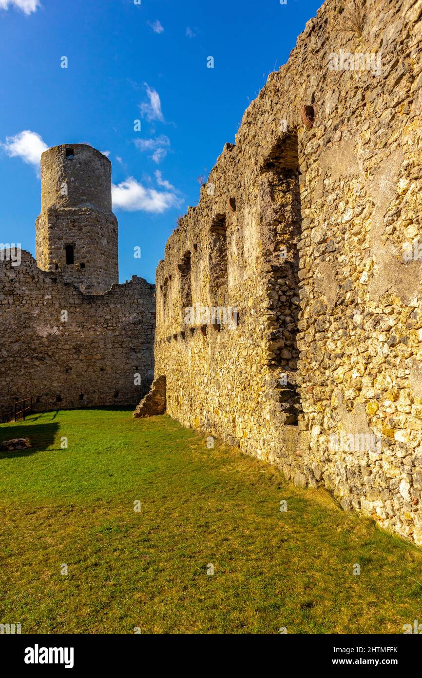 Spring walk around the Brandenburg castle ruins in the beautiful Werra ...