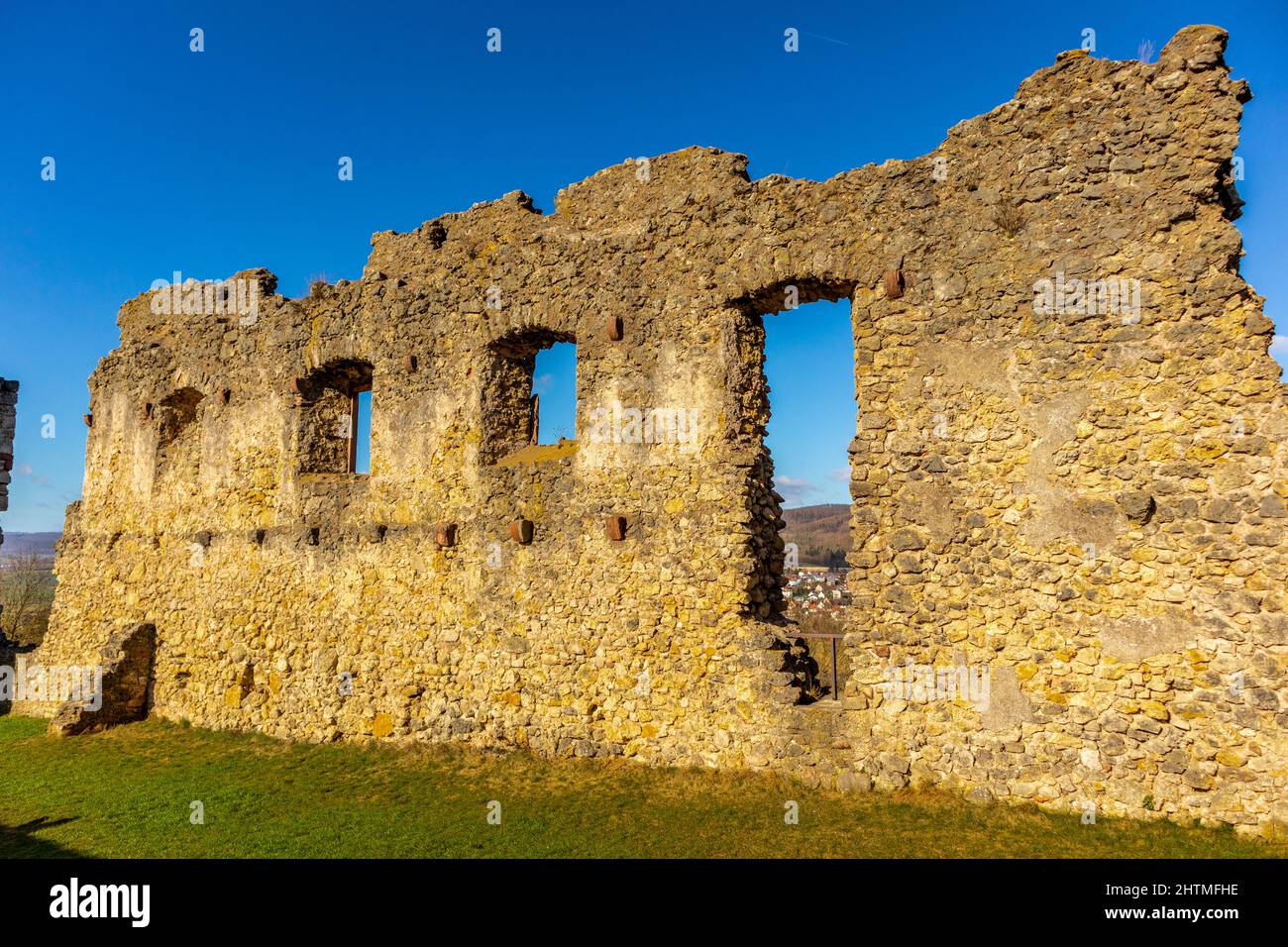 Spring walk around the Brandenburg castle ruins in the beautiful Werra ...