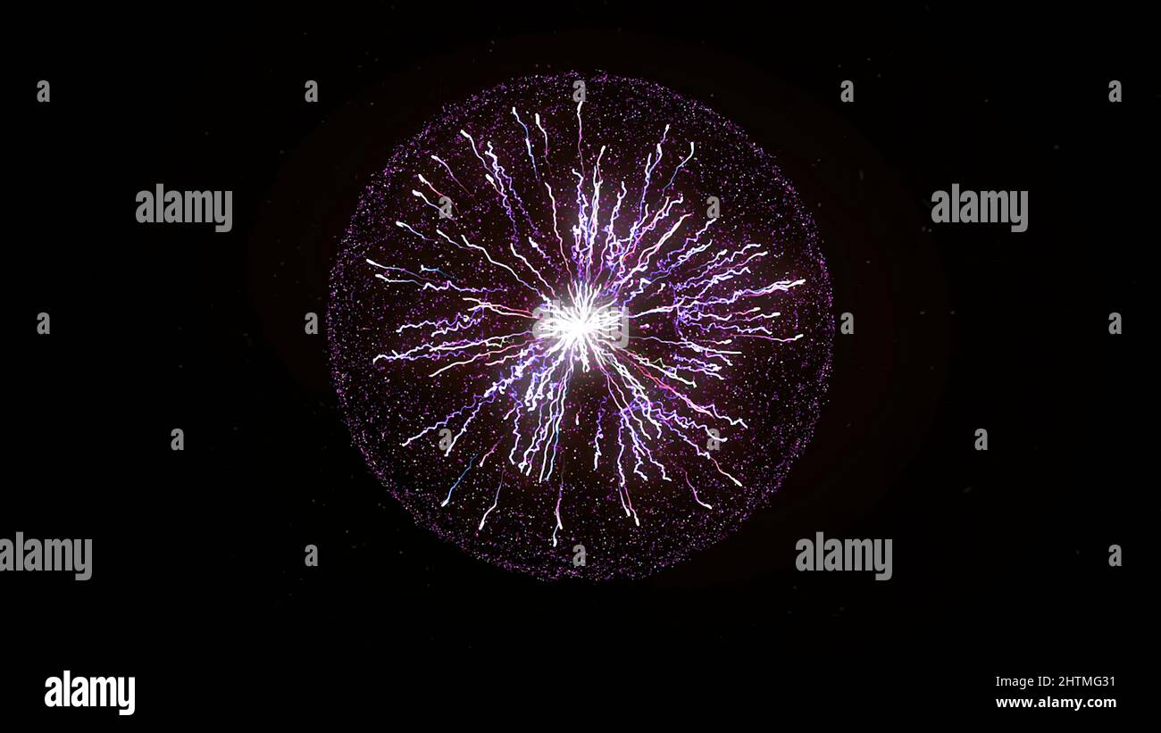 Abstract energy lines inside sphere on black background. Animation ...