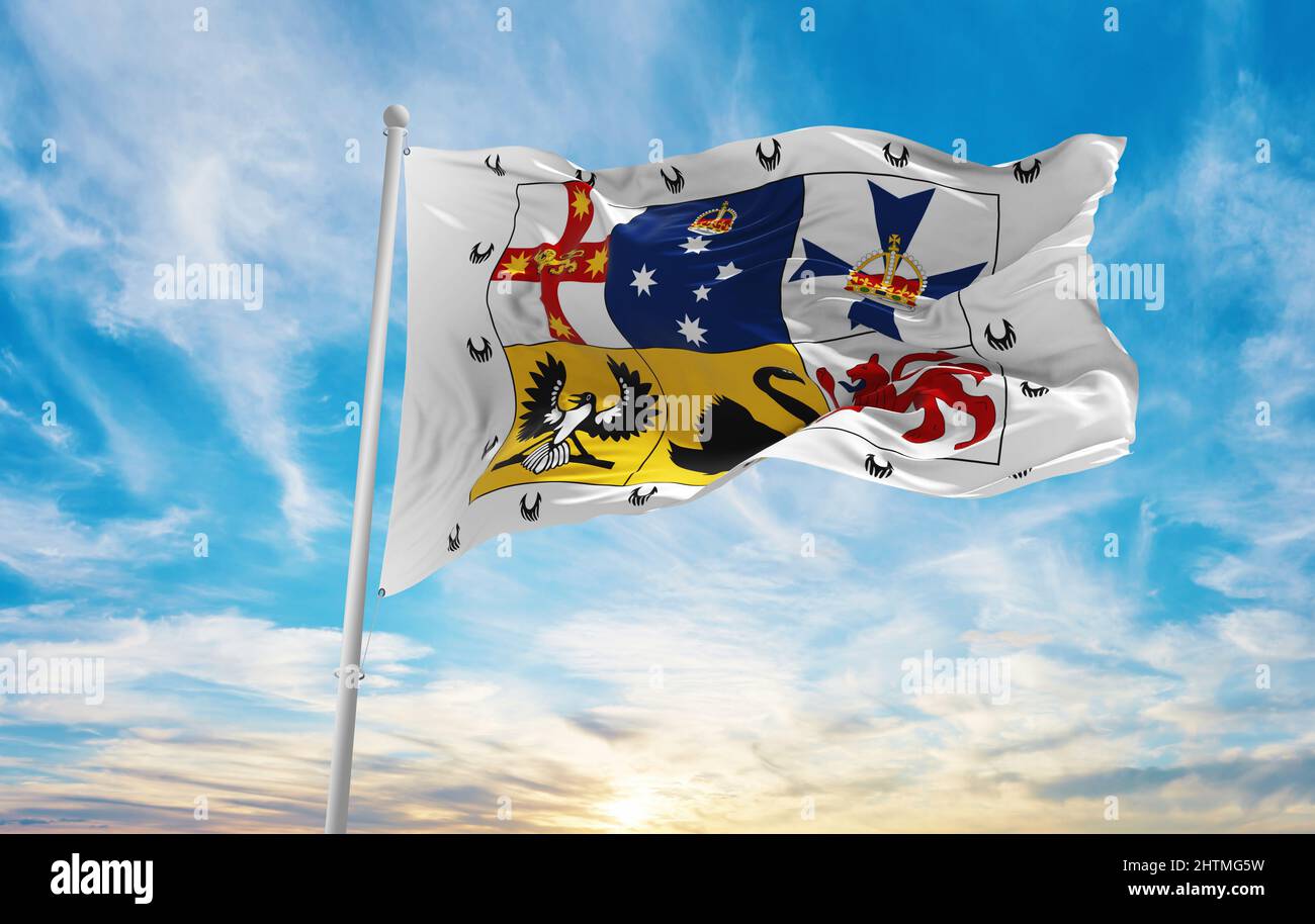 flag of Coronation Standard of Australia , Australia at cloudy sky ...