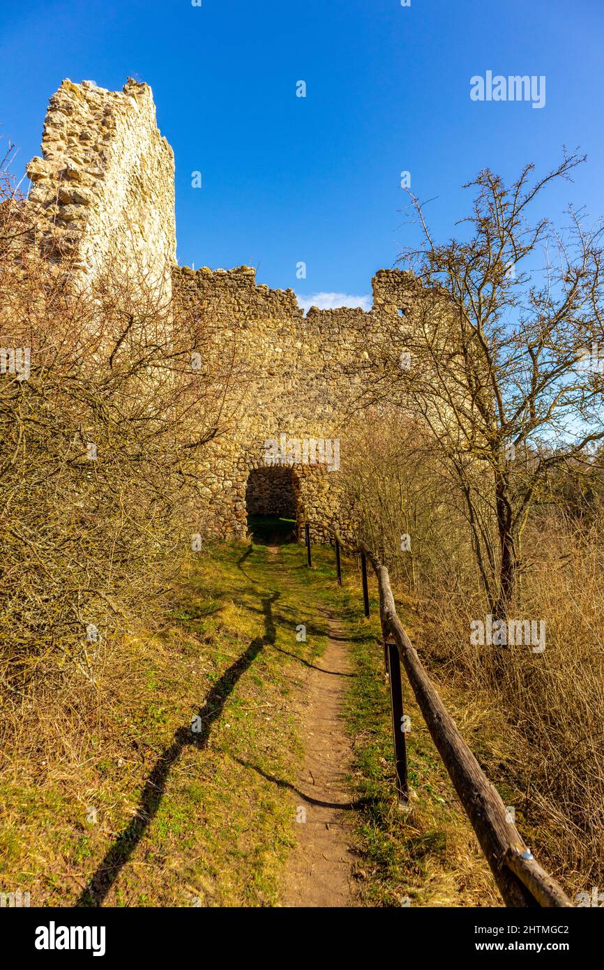 Spring walk around the Brandenburg castle ruins in the beautiful Werra ...