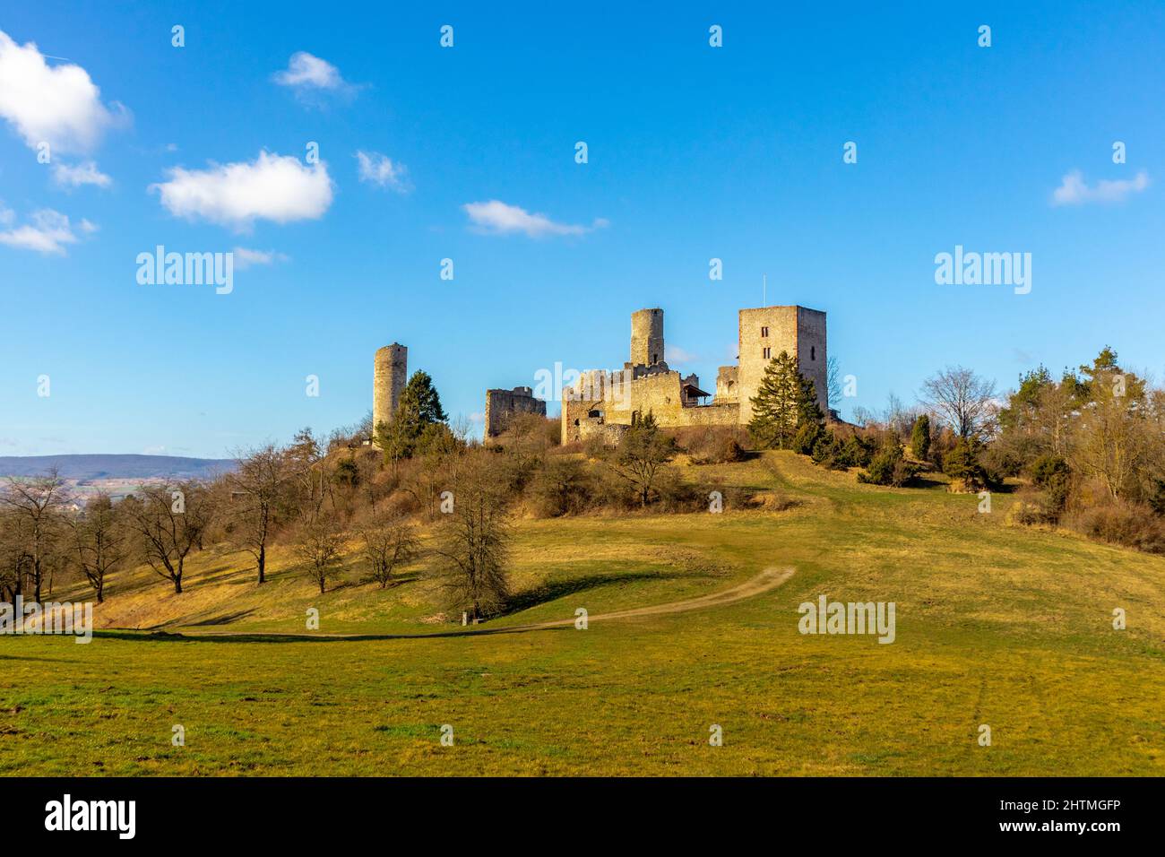 Spring walk around the Brandenburg castle ruins in the beautiful Werra ...