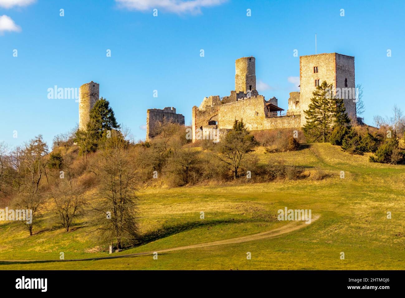 Spring walk around the Brandenburg castle ruins in the beautiful Werra ...