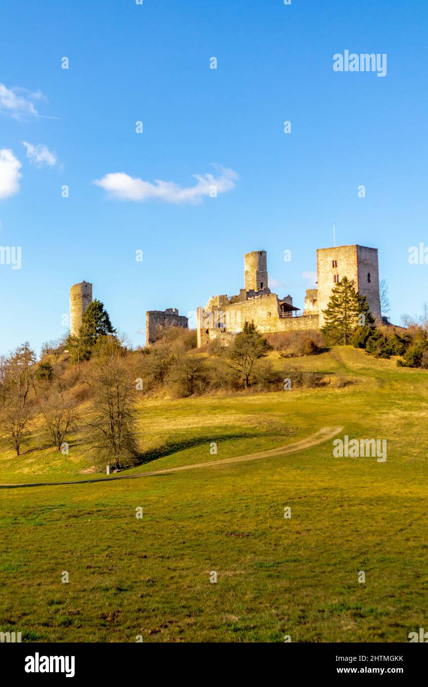 Spring walk around the Brandenburg castle ruins in the beautiful Werra ...