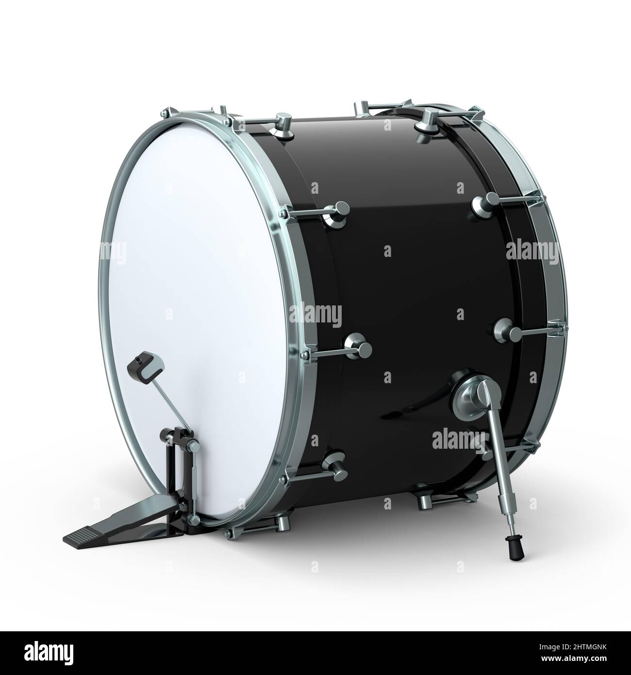 Realistic drum with pedal on white background. 3d render concept of ...