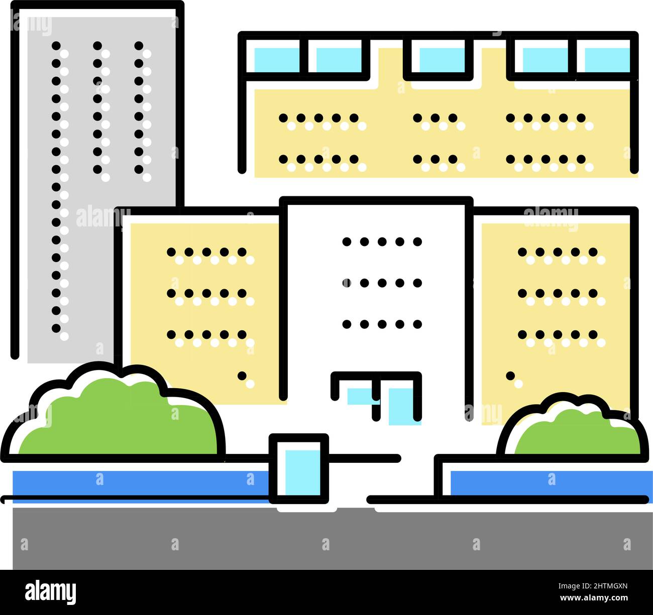 residential complex apartment building color icon vector illustration ...