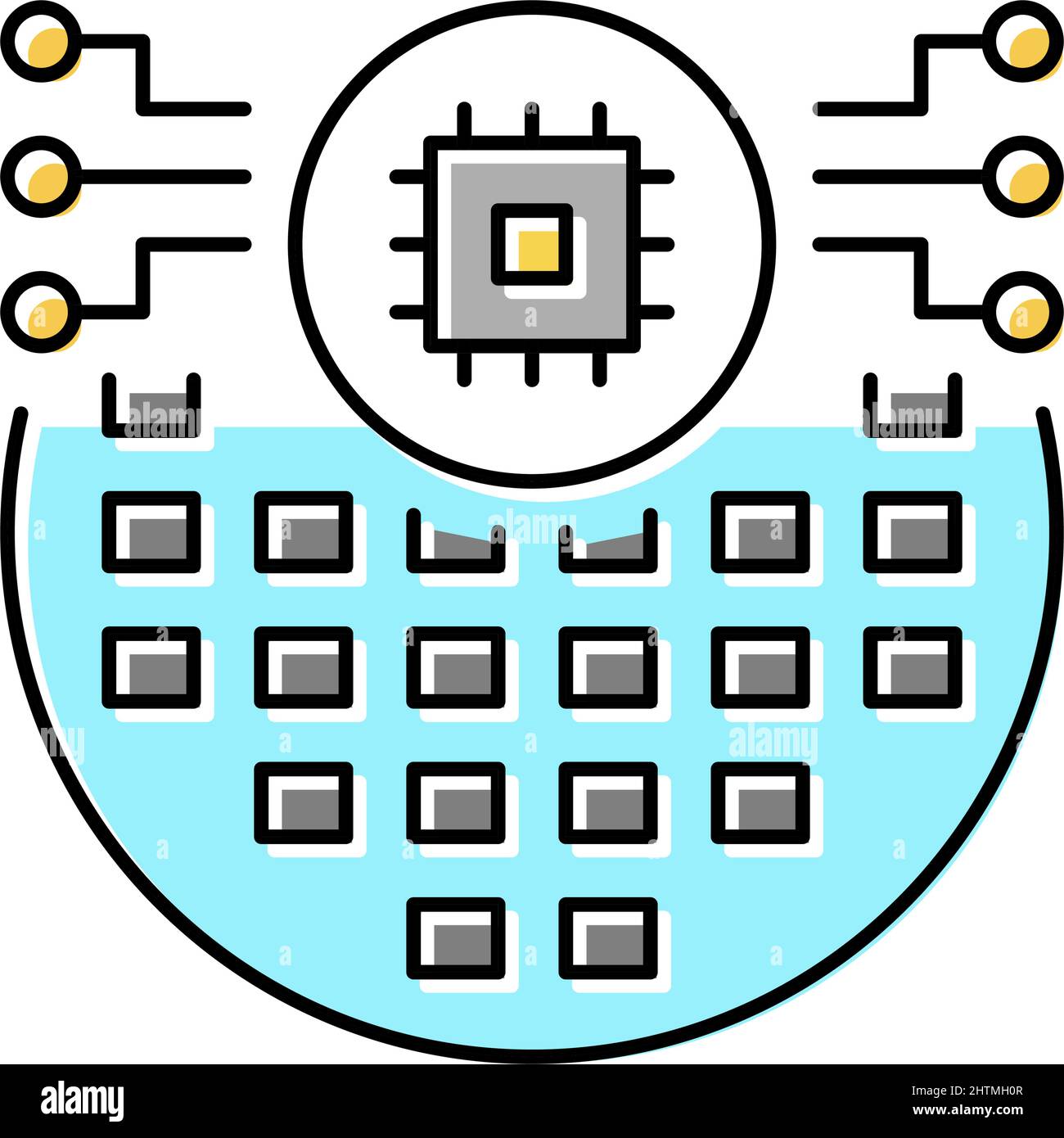 electronic chip semiconductor manufacturing color icon vector ...