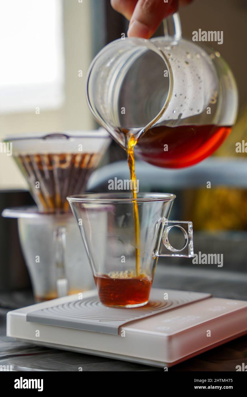 Pour over coffee brewing method Stock Photo - Alamy