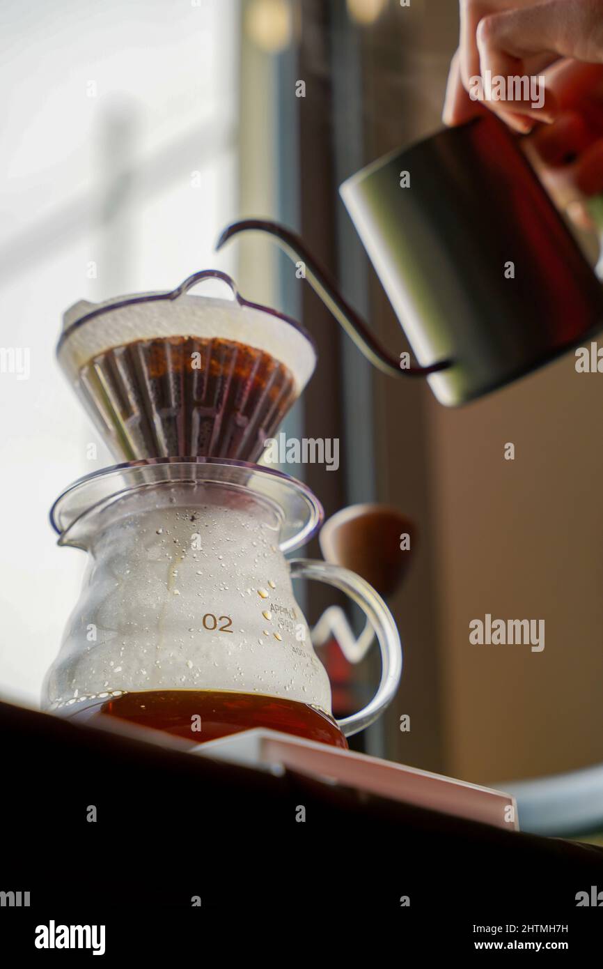 Pour over coffee brewing method Stock Photo - Alamy