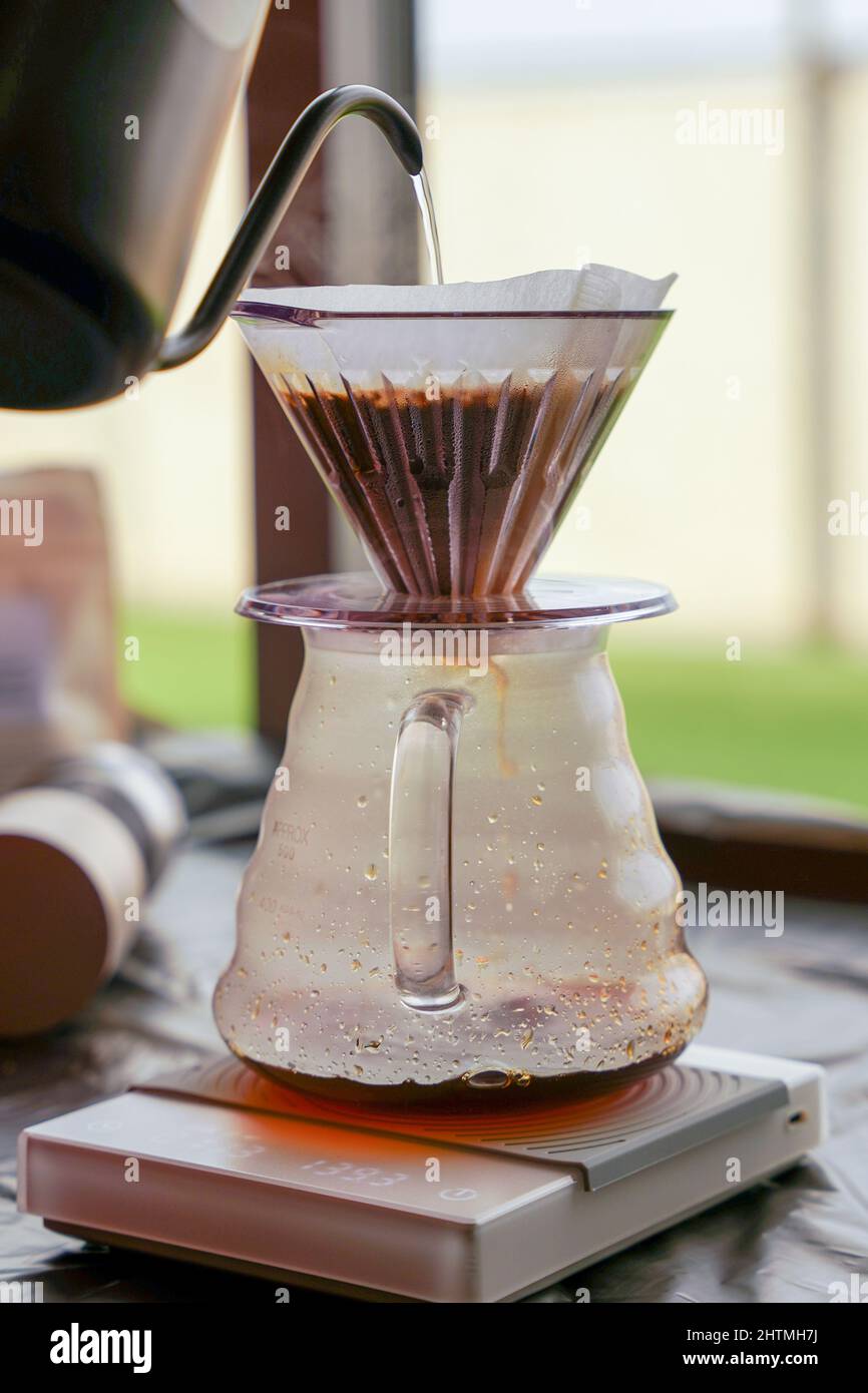 Pour over coffee brewing method Stock Photo - Alamy