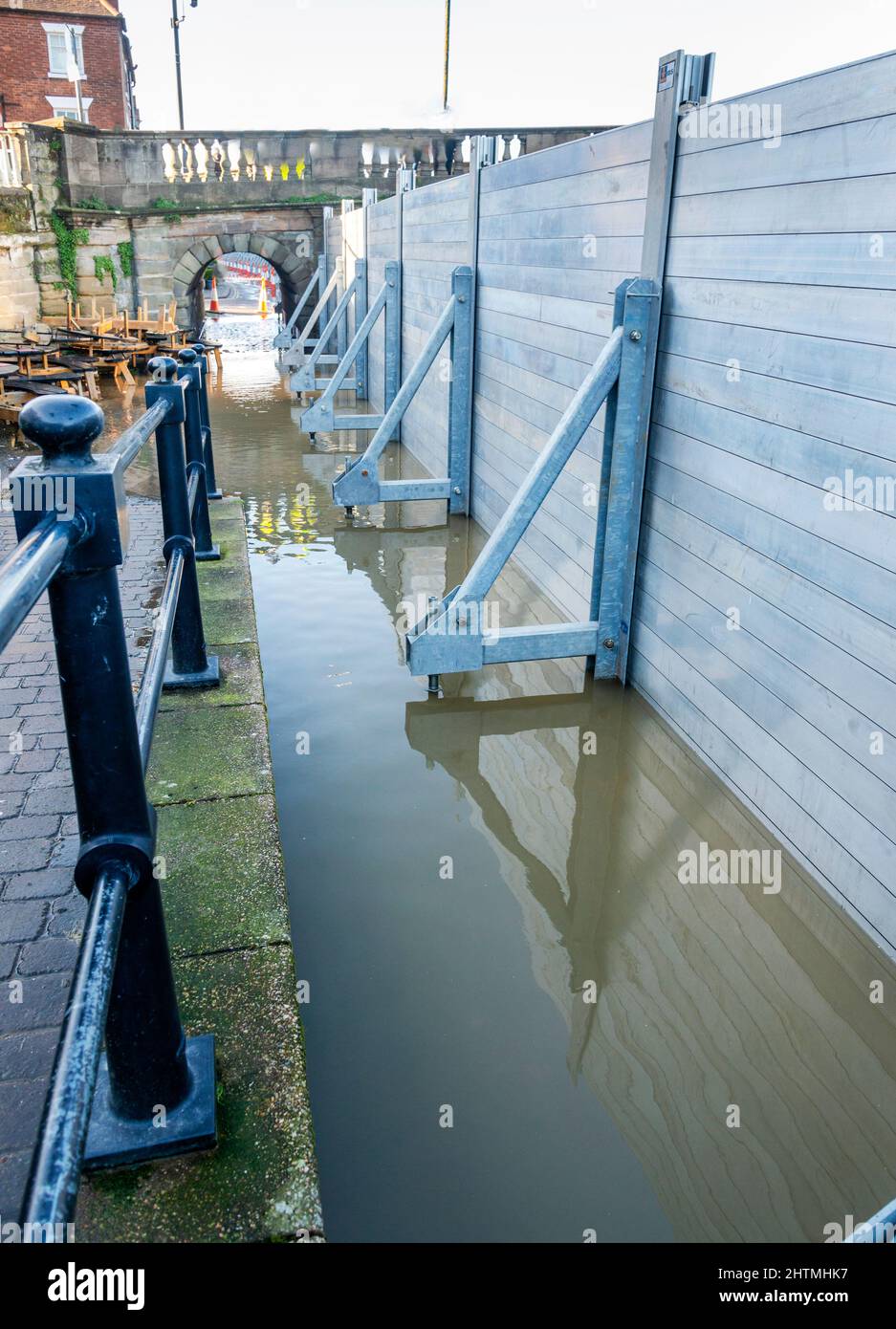 Emergency flood defenses put in place, due to repeated storms, high ...