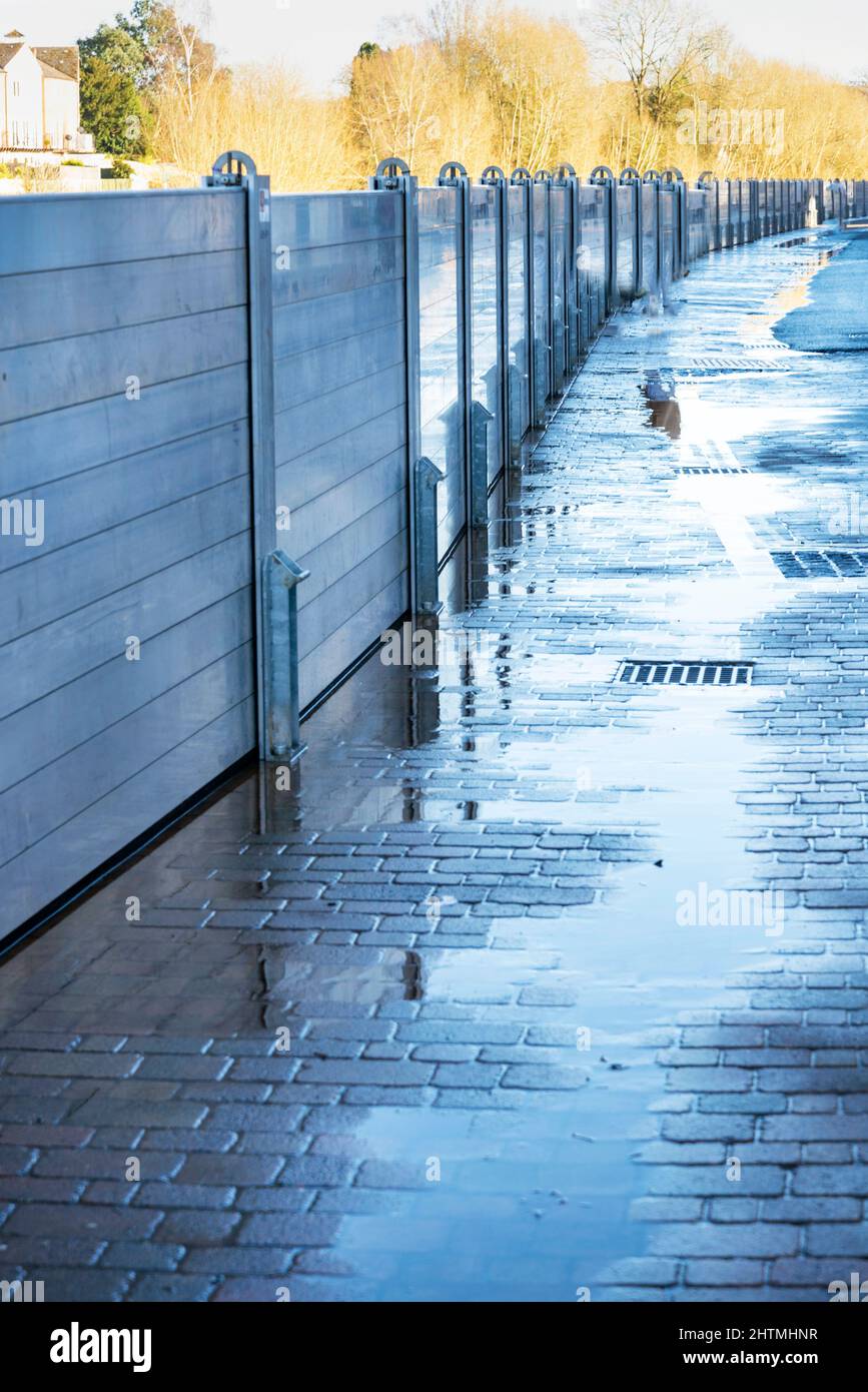 Emergency flood defenses put in place, due to repeated storms, high ...