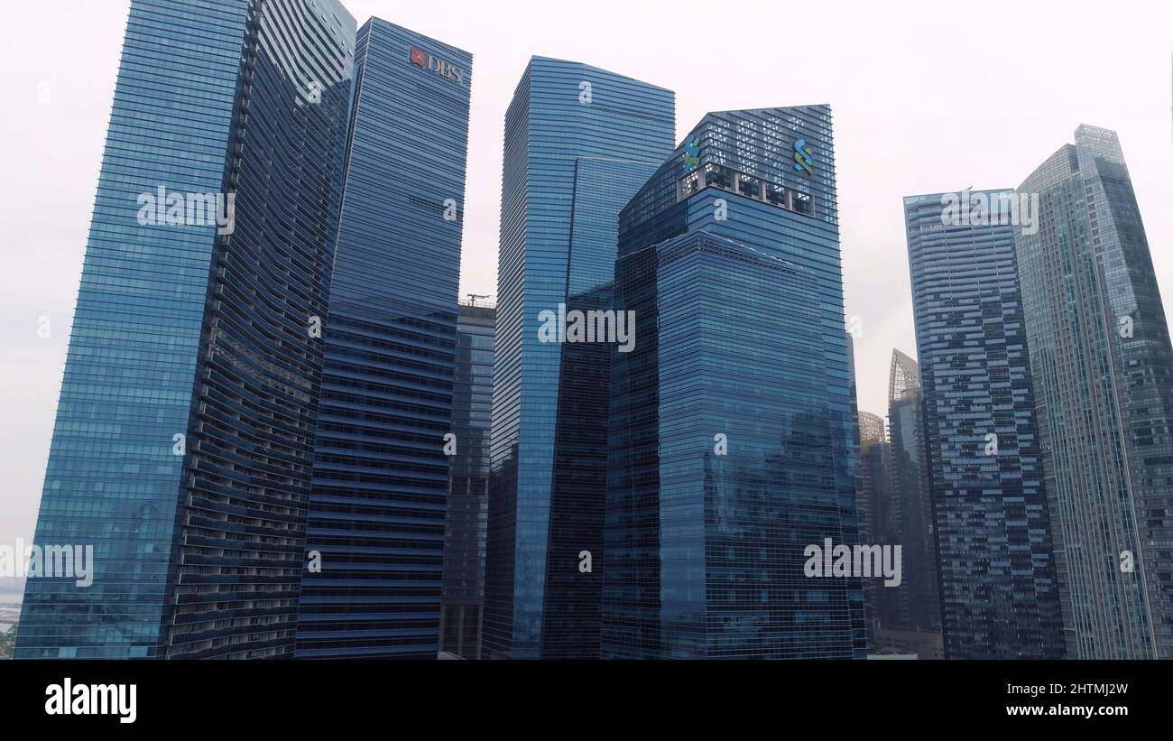 Singapore - August, 2018: Top view of panoramic scene of day of ...