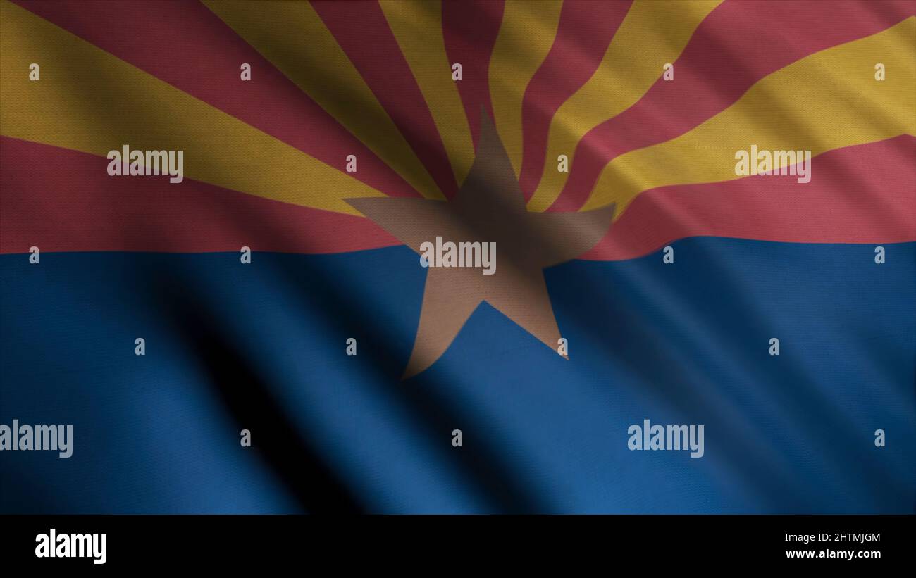 Abstract animation of Arizona State flag waving in the wind. Beautiful ...