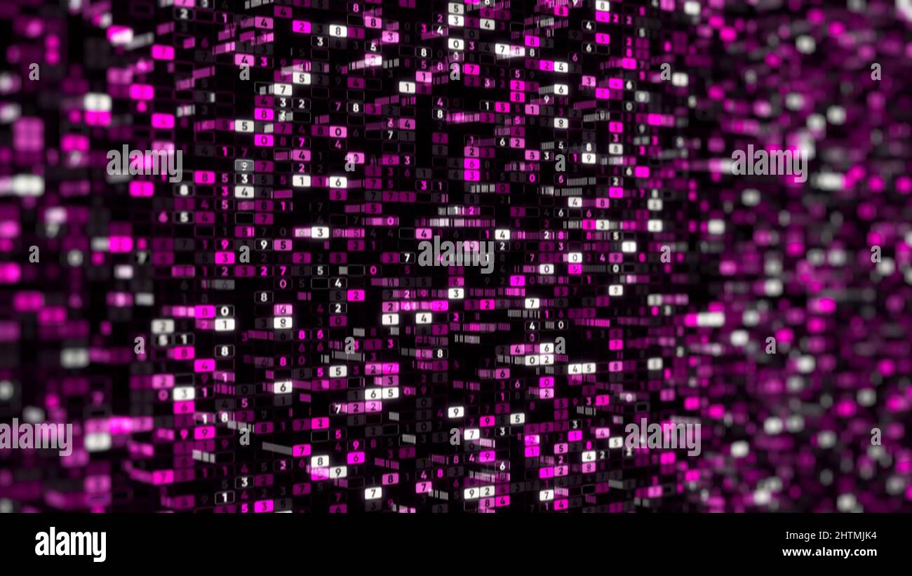 Abstract background of colorful numerical values in columns hanging ...