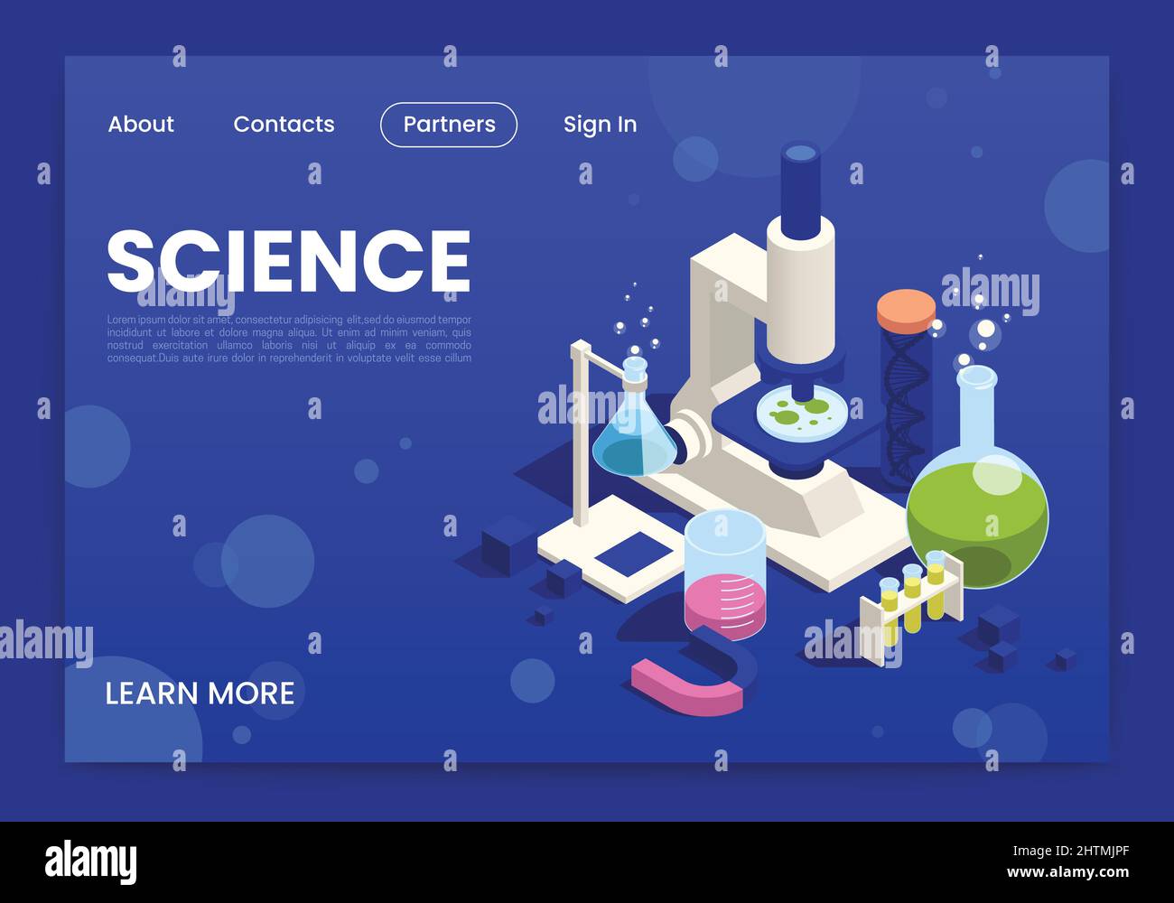 STEM online courses lessons science education program isometric webpage ...