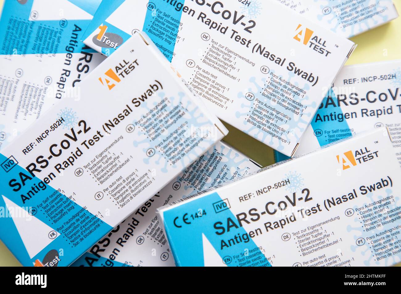 COVID-19 virus disease rapid swab test boxes Stock Photo - Alamy