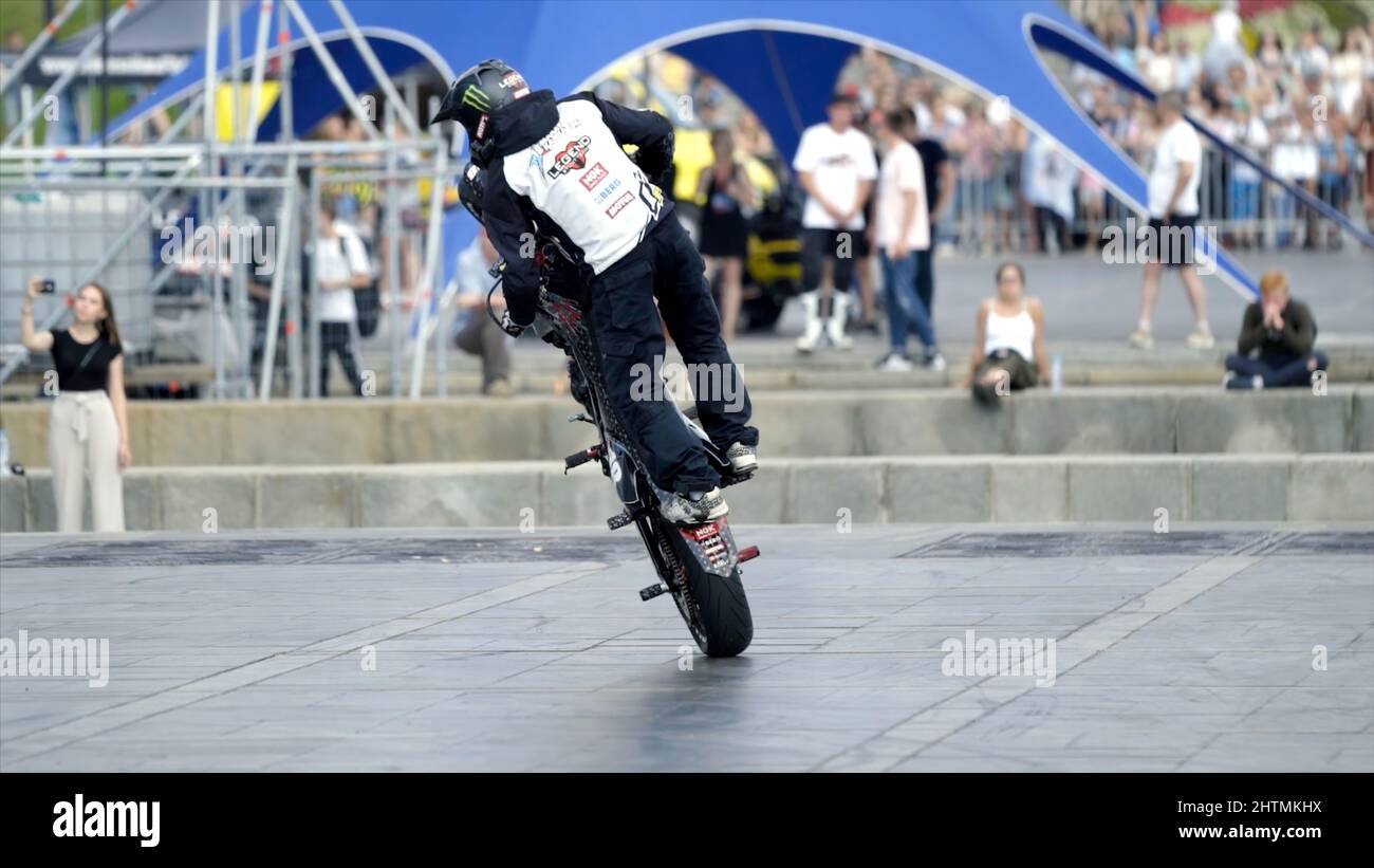 Yekaterinburg, Russia-August, 2019: Professional motorcycle freestyle ...