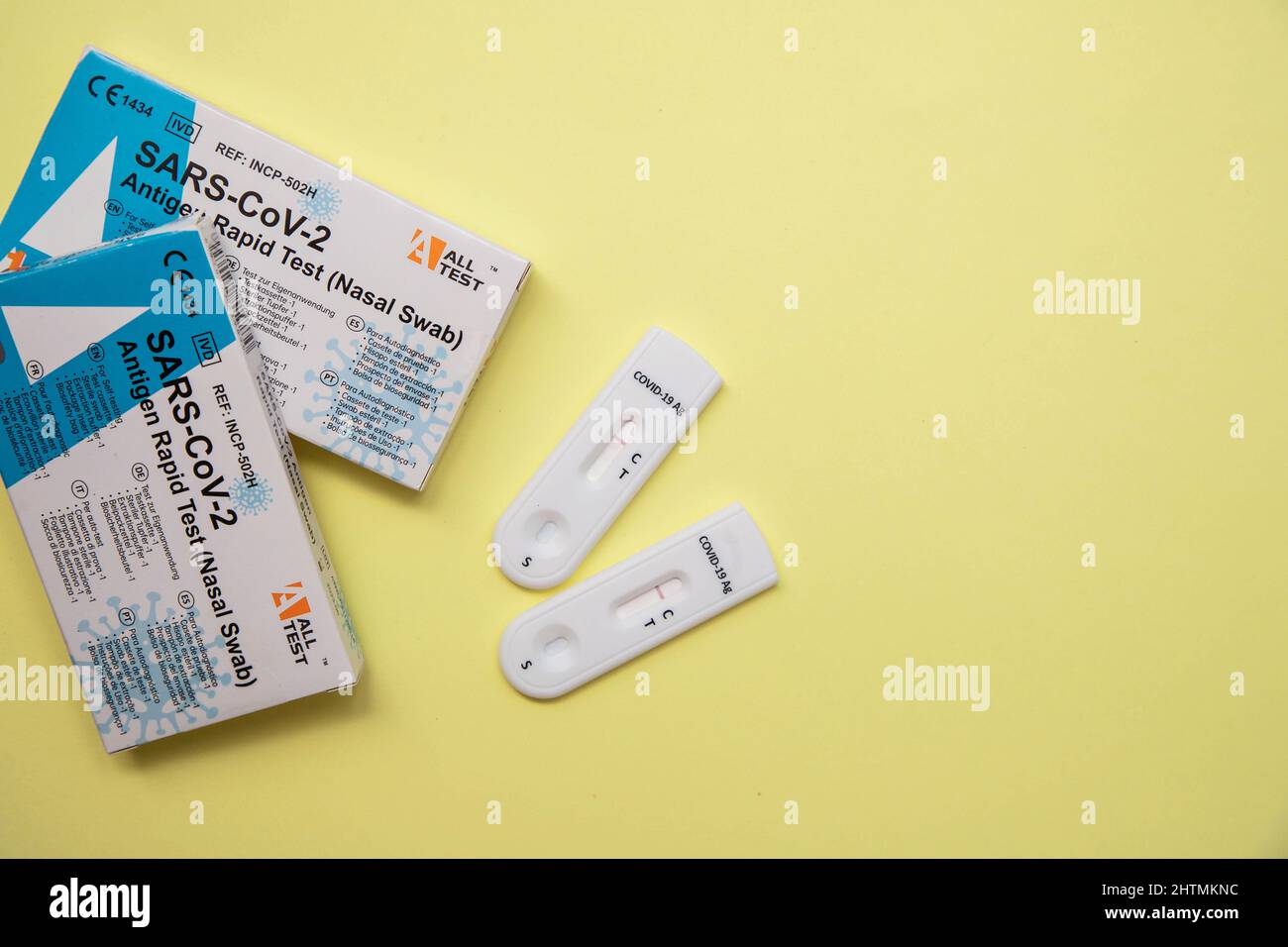 COVID-19 virus disease rapid swab test boxes Stock Photo - Alamy