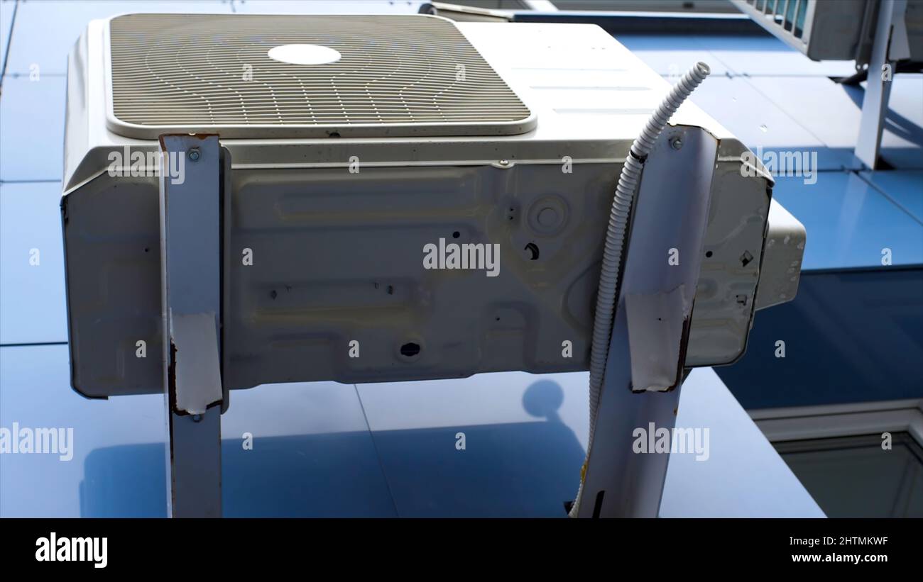 Ventilation from street. Frame. Air conditioners outside of building ...